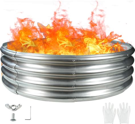 4ft Diameter Camp Fire Ring Pit Large Round Galvanized Steel Fire Pit