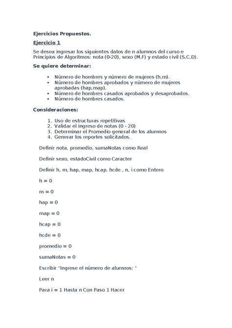 S S Taller De Algoritmos Estructuras Repetitivas Ejercicios Propuestos Ejercicio Se