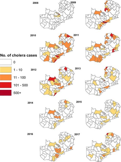 Cases Of Cholera By District And By Year 2008 2017 Download