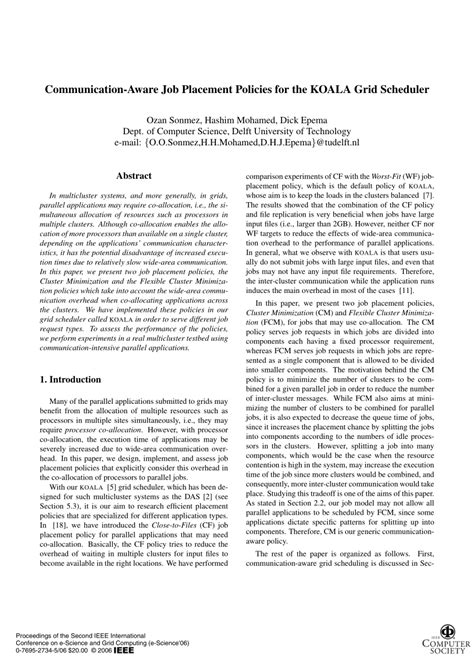 pdf communication aware job placement policies for the koala grid