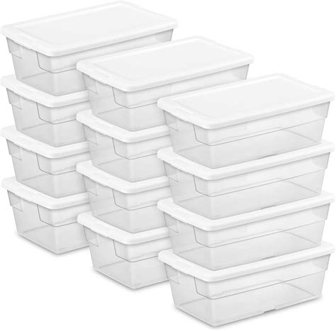 Pack Storage Box Stackable Clear Plastic Bins With Snap On Lids 6 Quart