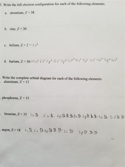 Solved Write The Full Electron Configuration For Each Of Chegg