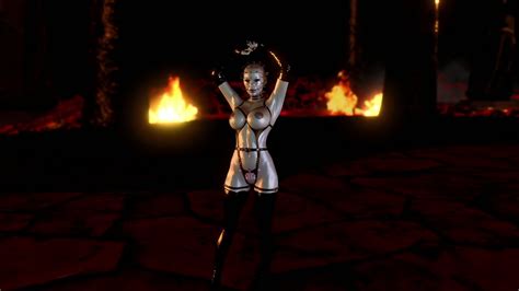 Gothic Dominant Pinhead Female In Bdsm Costume Dancing Solo In Dungeon