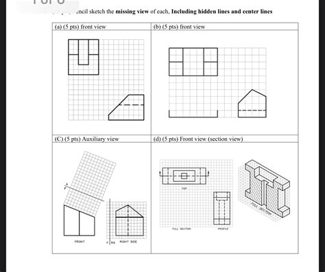 Solved sncil sketch the missing view of each, Including | Chegg.com