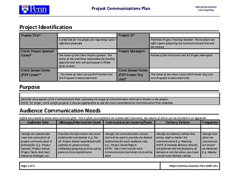 Project Communication Plan Template Pdfsimpli