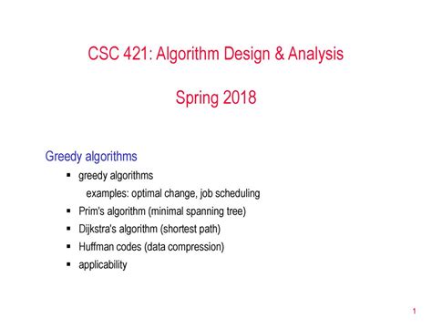 csc 421 algorithm design and analysis ppt download