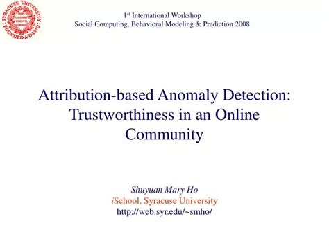Ppt Attribution Based Anomaly Detection Trustworthiness In An Online Community Powerpoint
