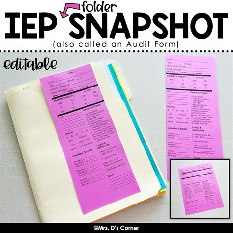 Editable Iep Folder Snapshot Editable Iep Audit Form Artofit