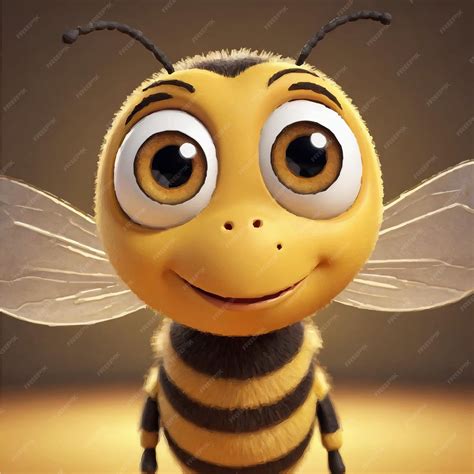 Bee With Big Eyes And A Big Yellow Bee With Big Eyes Premium Ai