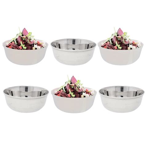 6 X Stainless Steel Bowls Small Ice Cream Dessert Side Serving Bowl