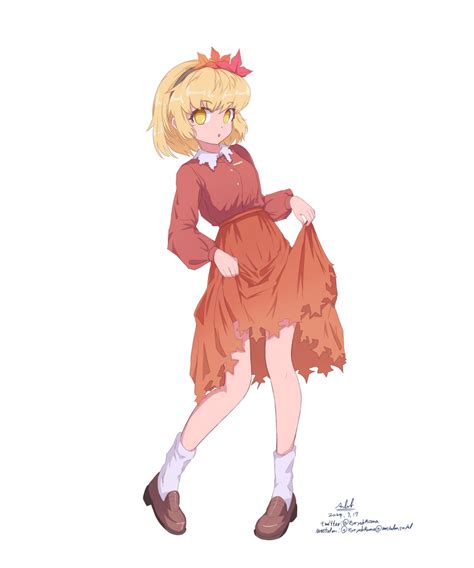 Safebooru 1girl O Absurdres Aki Shizuha Blonde Hair Brown Footwear