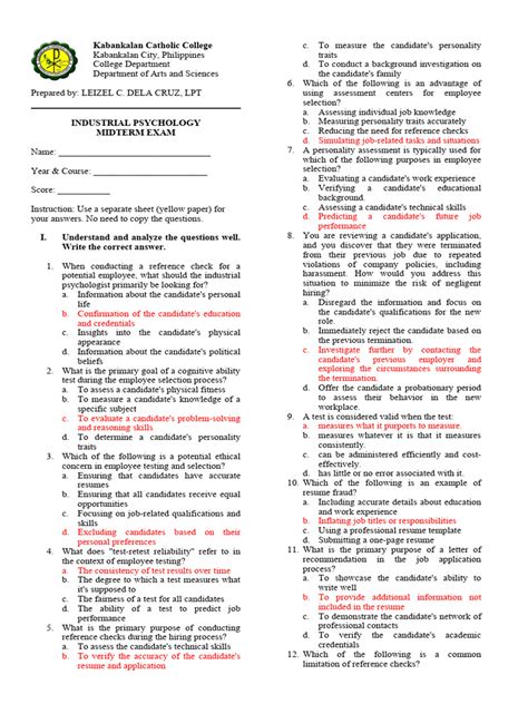 Midterm Exam 2023 Download Free Pdf Validity Statistics Performance Appraisal