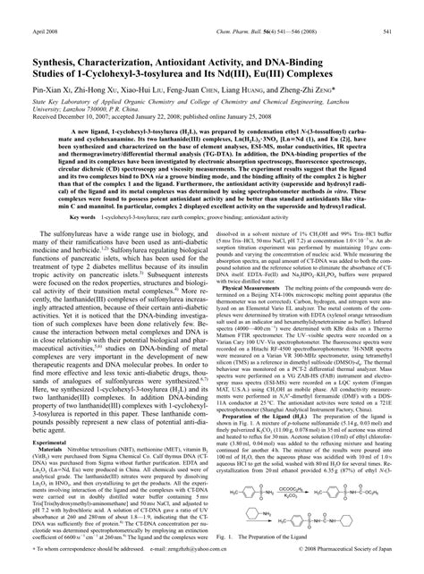 Pdf Synthesis Characterization Antioxidant Activity And Dna
