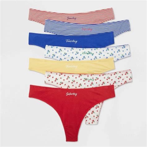 Colsie Womens Days Of The Week Thong Size 2x Blue Red And Yellow 7