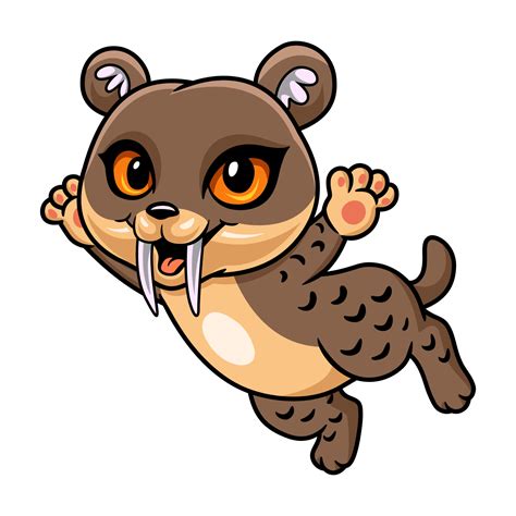 Cute Little Smilodon Cartoon Flying 17071753 Vector Art At Vecteezy