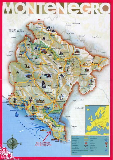 Montenegro Tourist Map • Mappery Montenegro Travel Montenegro Map