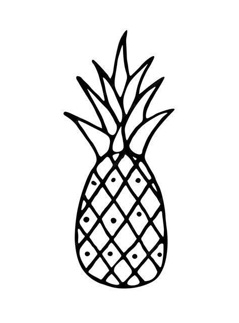 Ícone De Símbolo De Abacaxi Doodle De Abacaxi Preto E Branco Desenhado