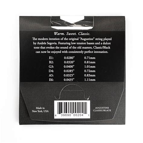 Augustine Classic Black Classical Guitar Strings Regular Trebles Lo