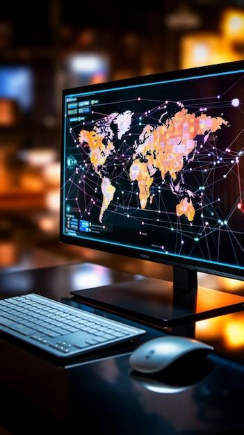 premium ai image computer screen with an overlay of network