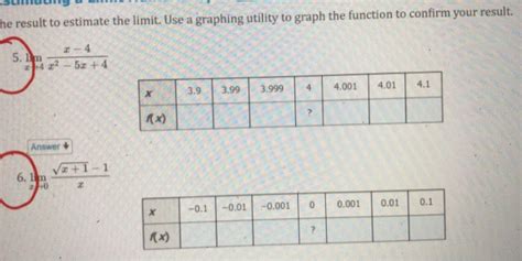 solved the result to estimate the limit use a graphing
