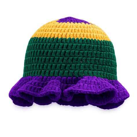 Mardi Gras Crochet Ruffle Bucket Hat Purple Gold And Green Mardi