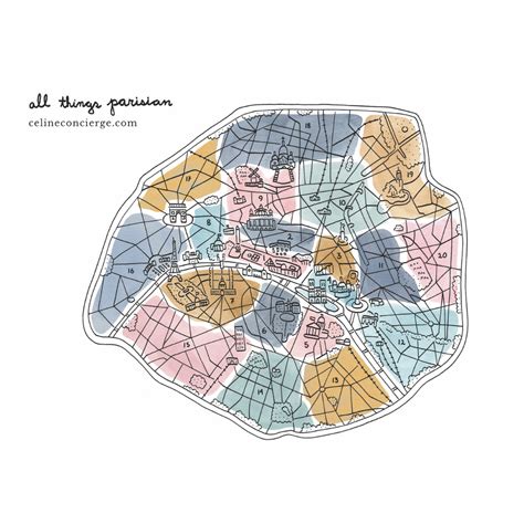 Illustrated Map Of Paris Print Color Céline Concierge Paris