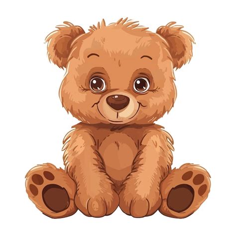 Premium Vector A Drawing Of A Brown Teddy Bear With Big Eyes And A