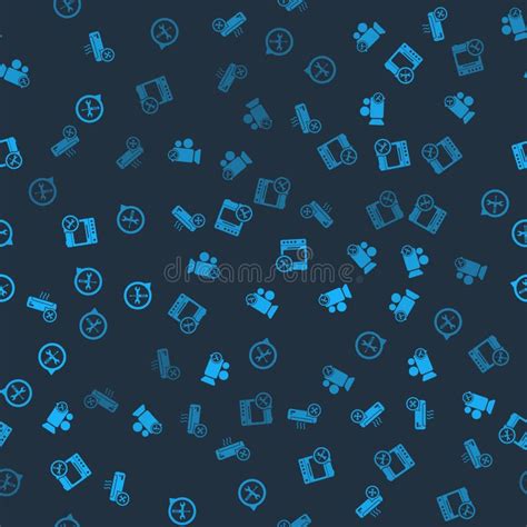 Set Air Conditioner Service Video Camera Oven And Location On Seamless Pattern Vector Stock