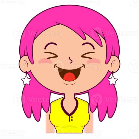 Girl Happy Face Cartoon Cute 23360397 Png