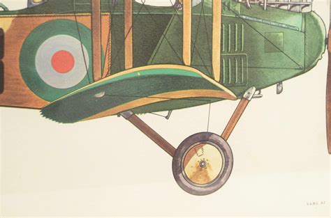 Color Print From The 1950s Depicting The Single Engine Biplane Saml S 2