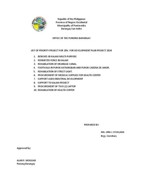 20 Priority Project Pdf