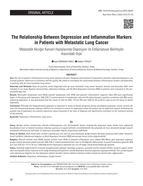 Pdf The Relationship Between Depression And Inflammation Markers In