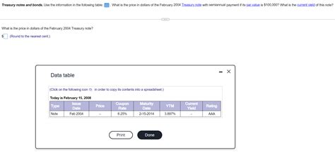 Solved Treasury Notes And Bonds Use The Information In The
