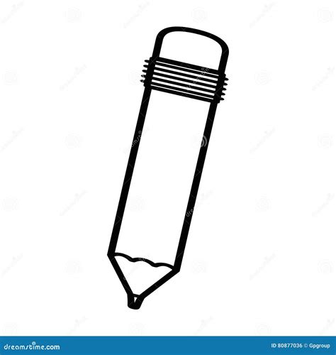 Black Silhouette Pencil With Eraser Stock Vector Illustration Of