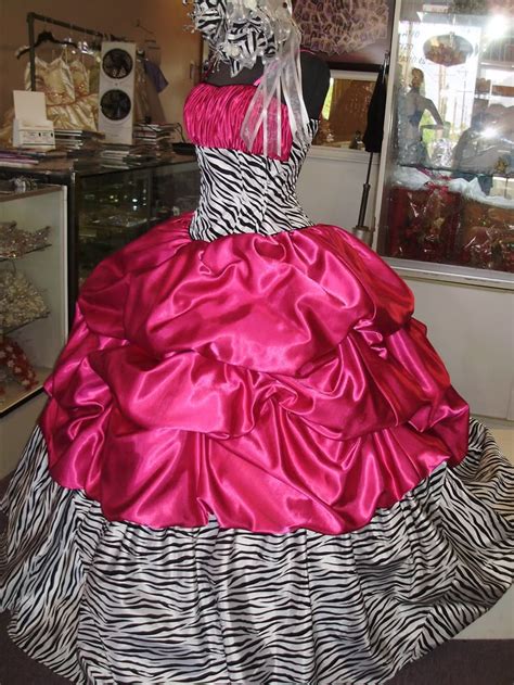 Pink Zebra Print Prom Dresses