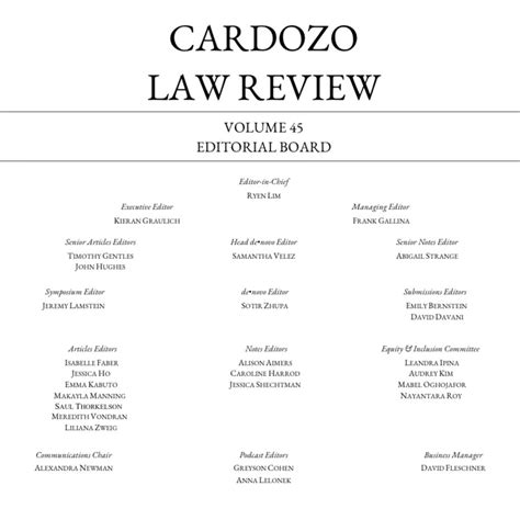 Cardozo Law Review On Linkedin Please Join Us In Congratulating Cardozo Law Reviews Volume 45