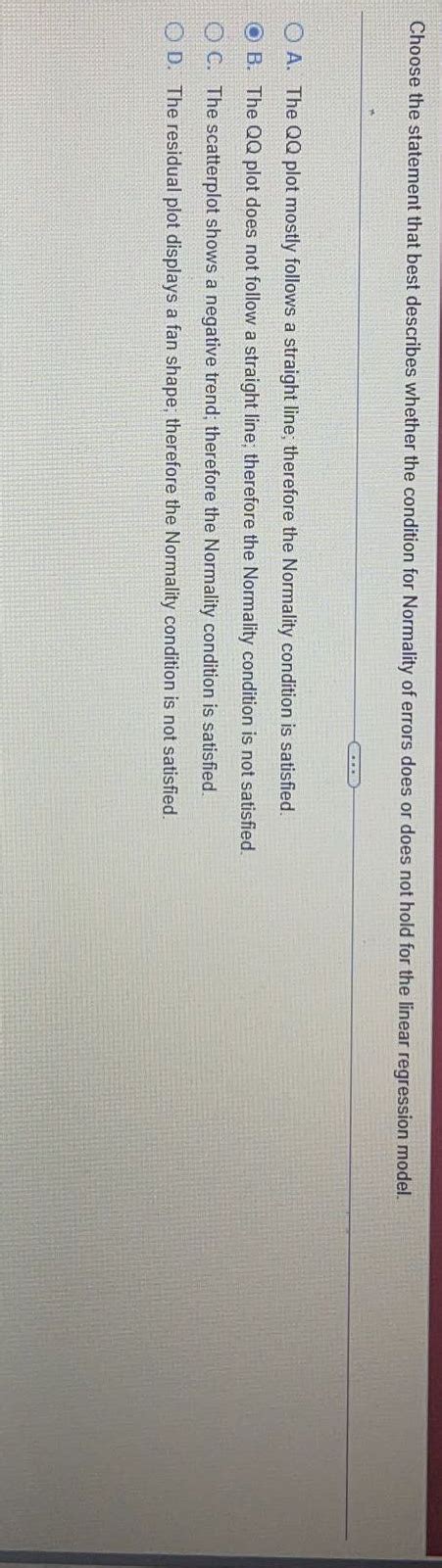 Solved Choose The Statement That Best Describes Whether The