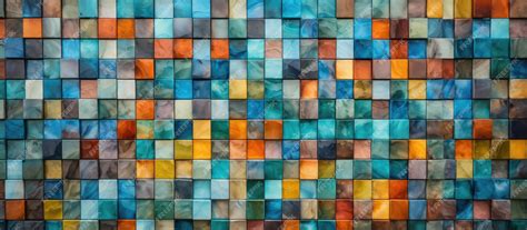 Premium Ai Image Multi Colored Mosaic Wall Tile For Copying Space