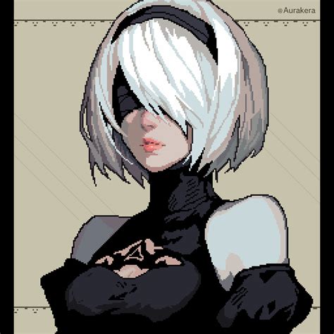2b Character Portrait Pixel Art By Aurakera On Deviantart