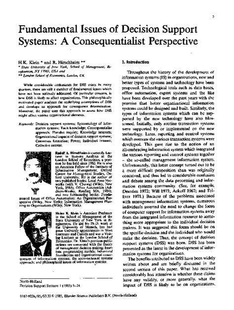 Pdf Fundamental Issues Of Decision Support Systems A