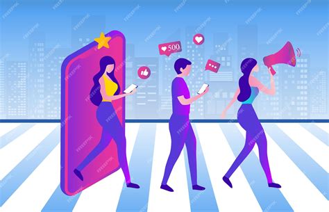 Premium Vector People Shouting In Loud Speaker With Social Media