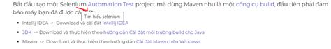 Làm việc với Tooltip trong Selenium WebDriver