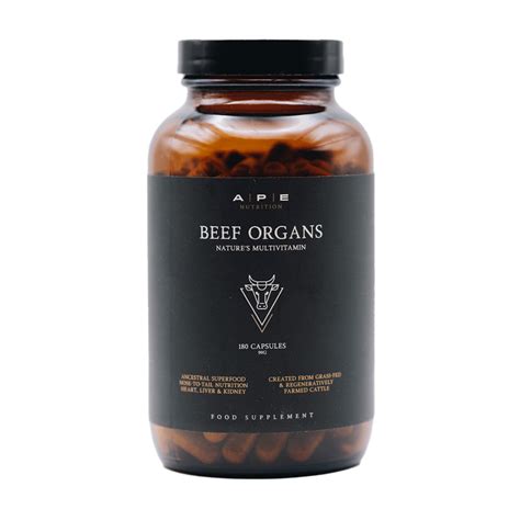 Grass Fed Beef Organs 180 Caps Ape Nutrition Amrita Nutrition