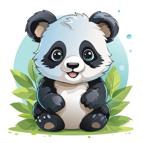 El Lindo Personaje De Dibujos Animados De Panda Vector Premium