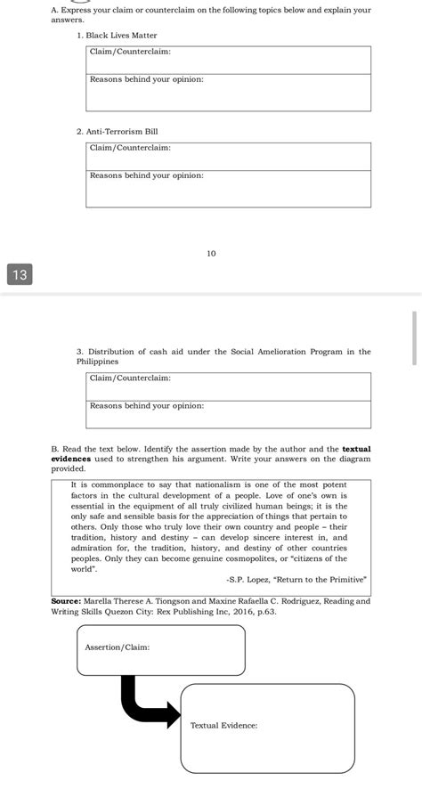 Solved A Express Your Claim Or Counterclaim On The