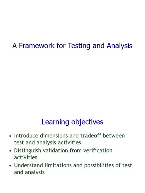 2a Framework For Testing And Analysis Pdf Formal Verification System