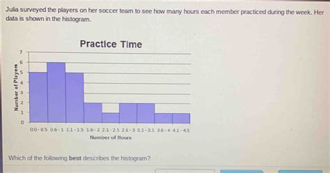 Julia Surveyed The Players On Her Soccer Team To See How Many Hours