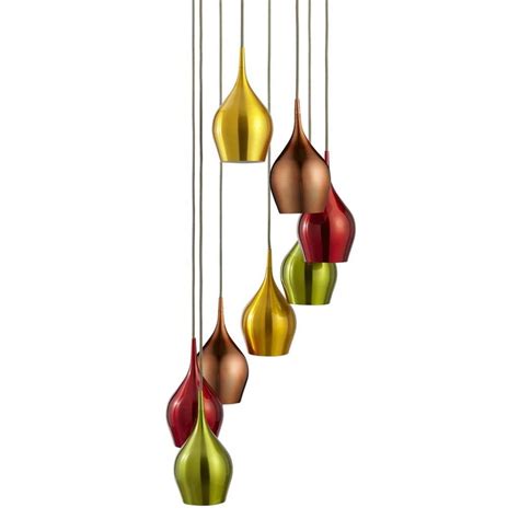 Contemporary 8 Light Colourful Spiral Ceiling Pendant