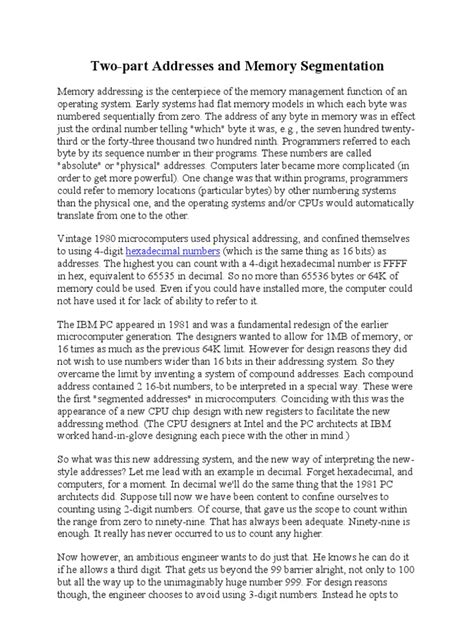 Hexadecimal Memory Addressing Explained Pdf Computer Architecture