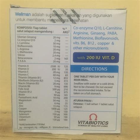 Jual Wellman Vitabiotics30 Tablets Shopee Indonesia